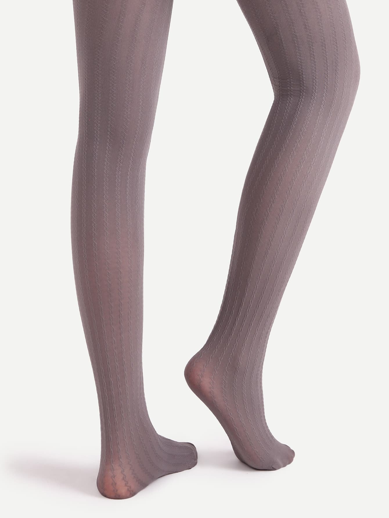 Grey High Stretch Textured Pantyhose Stockings EmmaCloth-Women Fast ...
